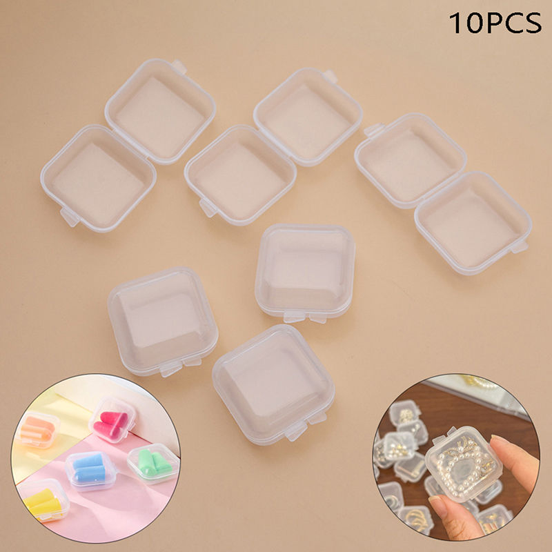 10pcs Small Boxes Square Transparent Plastic Box Jewelry Storage Case Finishing Container ...