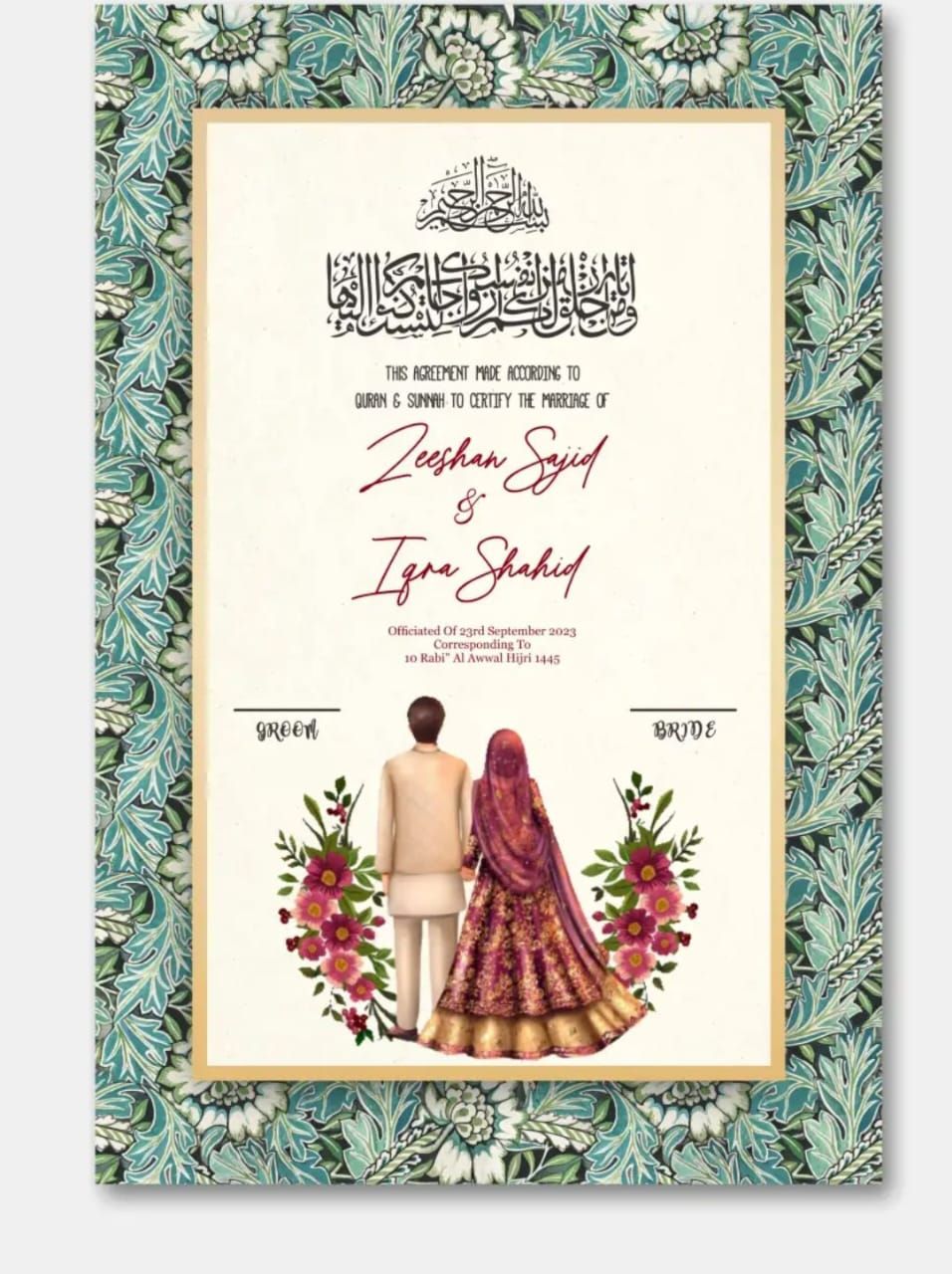 Customize Nikkah Digital Certificate with Frame A4 Size | Daraz.pk