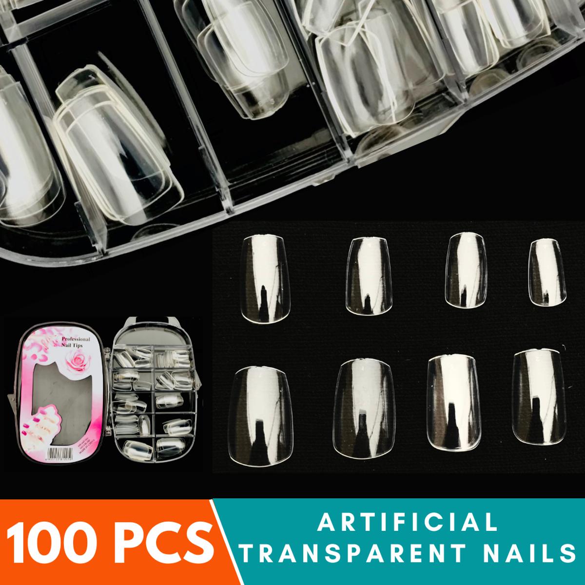 Artificial Transparent Acrylic Nails, 100 PCS | Daraz.pk