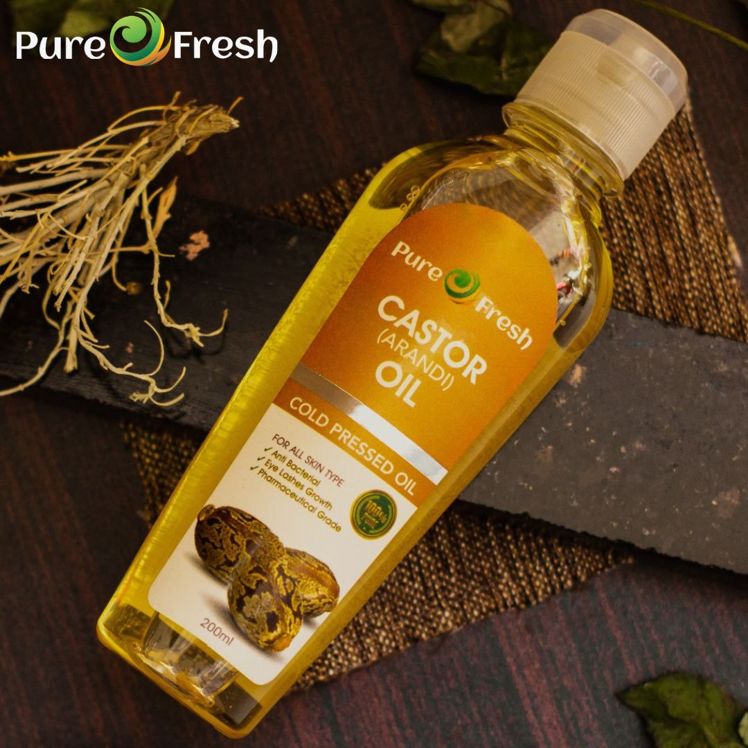 Pure O Fresh Premium Castor (Arandi) Oil - Cold Pressed - Hair ...