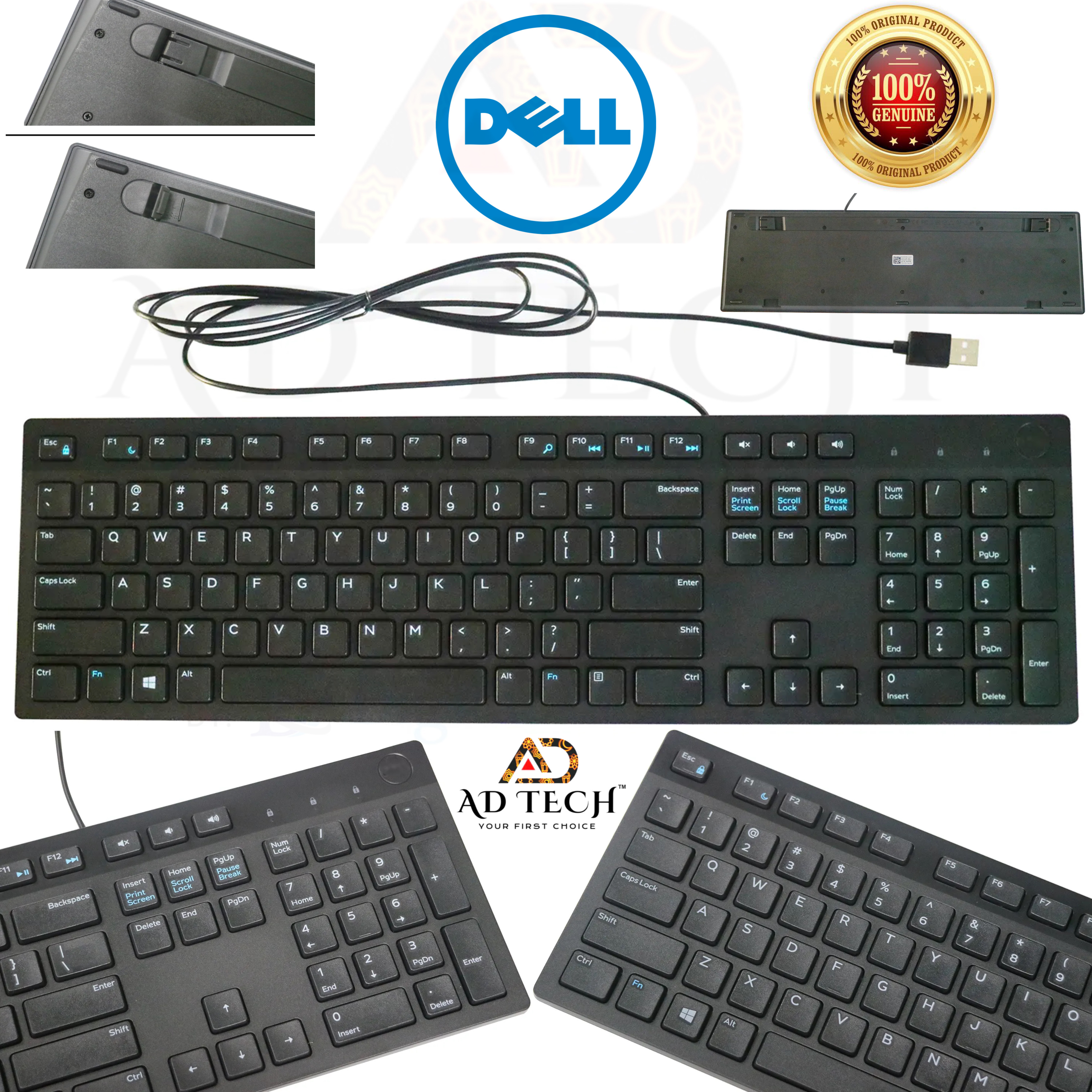SLIM Keyboard With Multimedia FN Keys - USB WIRED KEYBOARD - 100% ...