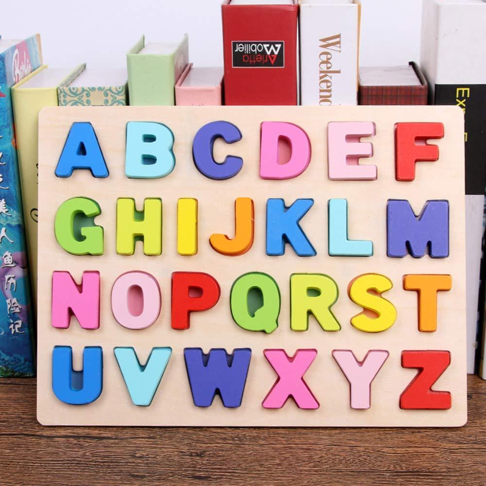 Wooden Alphabet Puzzle ABC Jigsaws Chunky Letters Early Learning Toys ...
