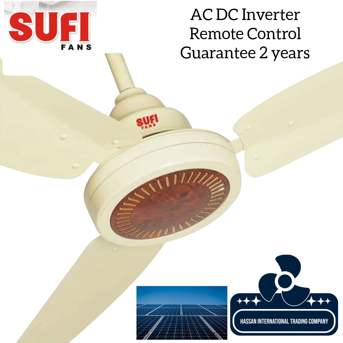 Sufi Fan Ceiling 56 Inch AC DC Inverter/Energy Saver Sparkle Model Offwhite Color Digital ...