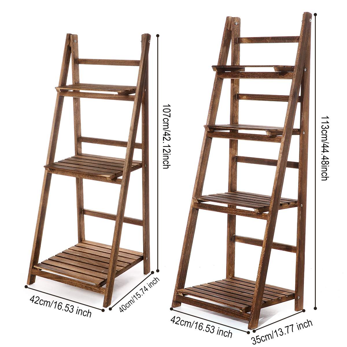 4 Tier Wooden Ladder Folding Book Shelf Stand Plant Flower for hallway ...