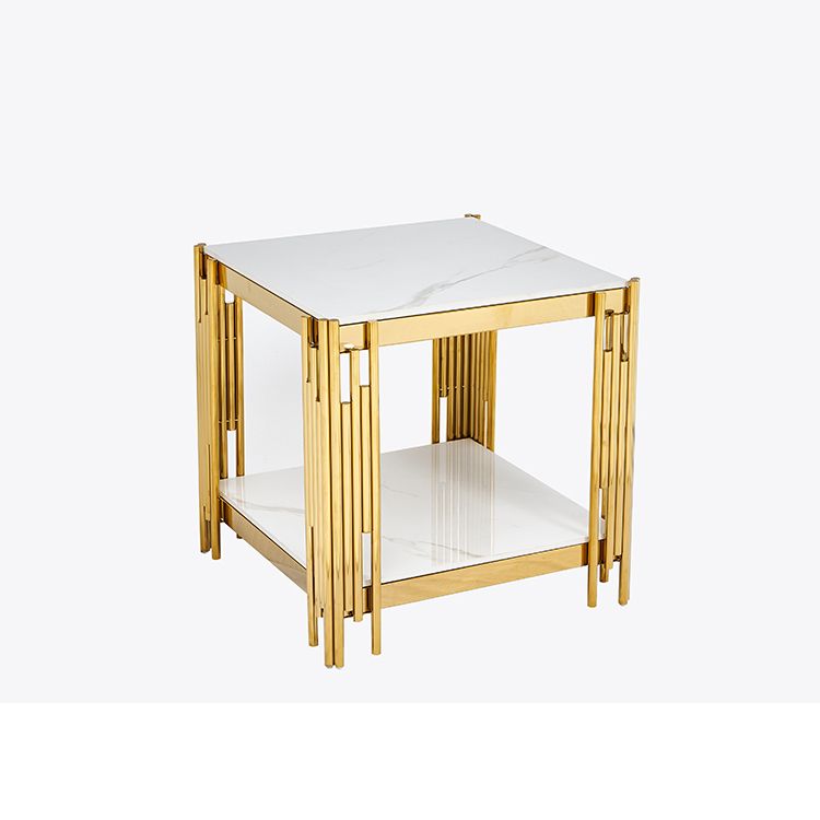 Modern Side Tea Tables Gold Metal White Wooden Marble Texture Coffee ...