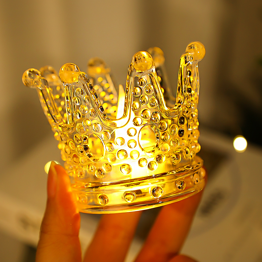 1/3Pcs Fun LED Electronic Candle Crown Light Cute Crown Water Drop Wick ...