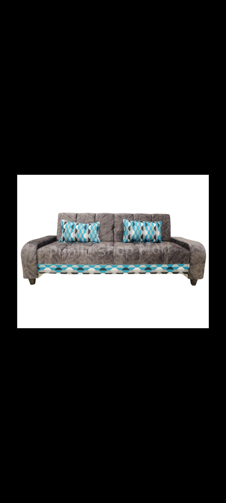 Sofa Combed 3 Seater Black Valvet Zigzag Contrust Stylish Design Colour ...