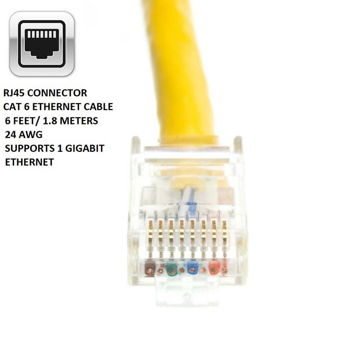 CAT 6 UTP ETHERNET LAN CABLE WITH RJ45 CONNECTORS 6 FEET/ 1.8 METERS ...