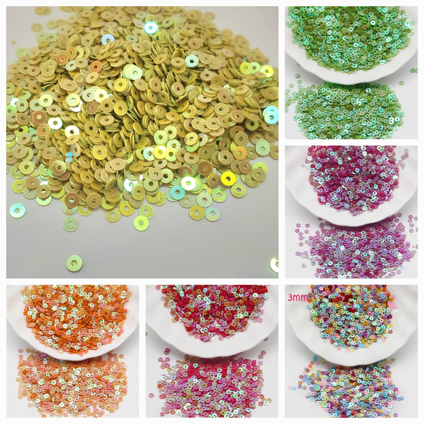 2 Tola Round Sitaray in Transparent , beautiful Design, Flat Loose Sequins, 3mm DIY Crafts ...