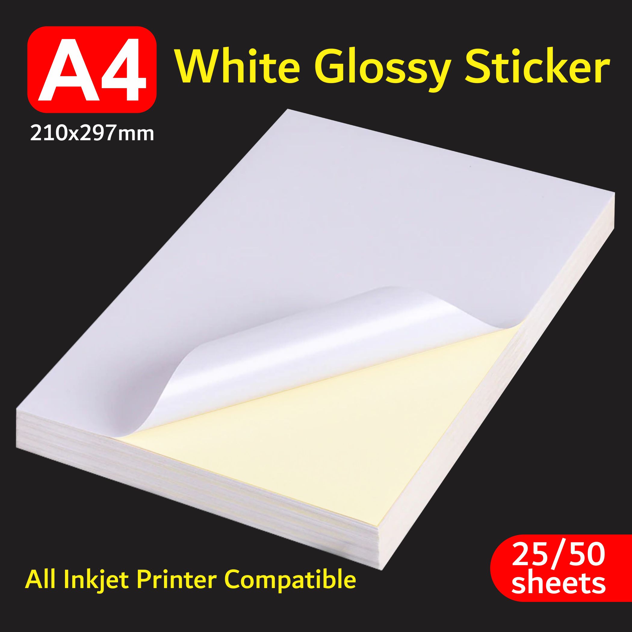 Glossy Sticker Sheet A4 135 G (10/25/50 SHEETS) | Daraz.pk