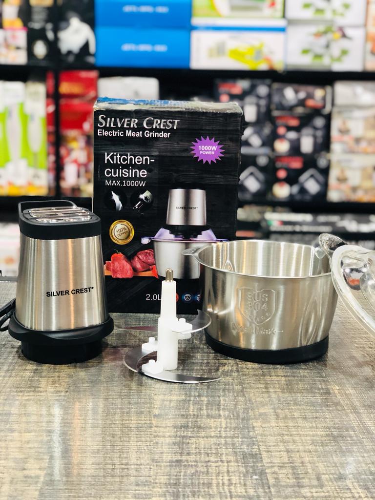 Silver Crest Electric Meat Grinder chopper with Glass bowel, Stainless steel sharp blades , 1000 ...