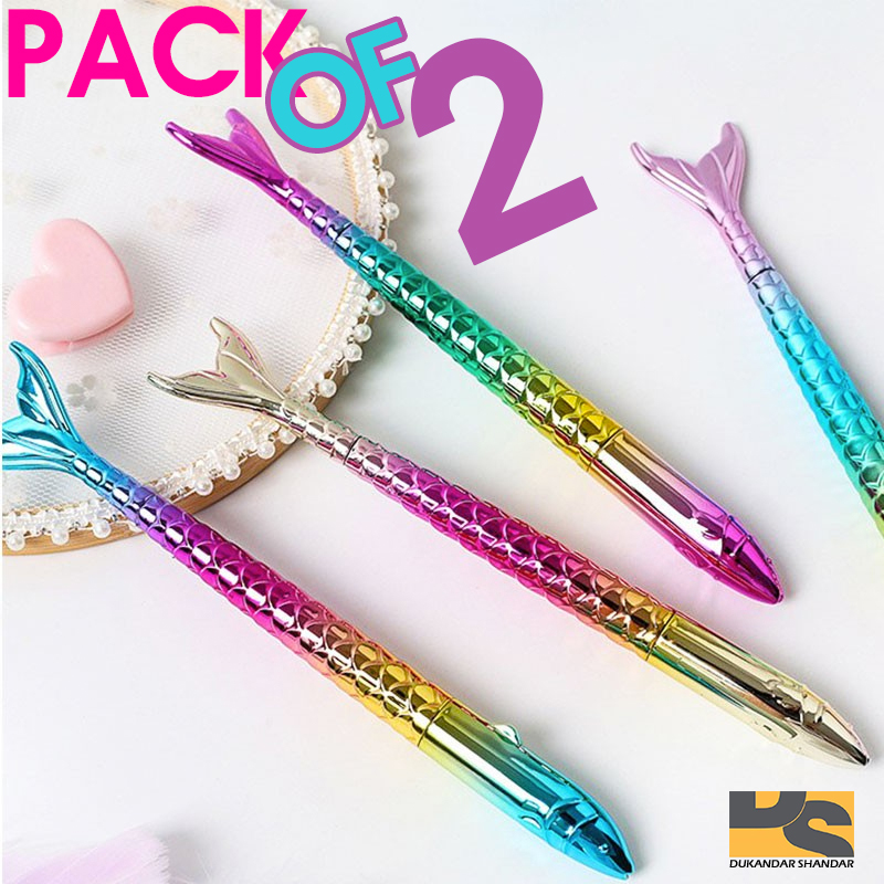 Pack Of 2 Colorful Rainbow Mermaid Gel Pen Blue Cute Sea Animal Fish ...