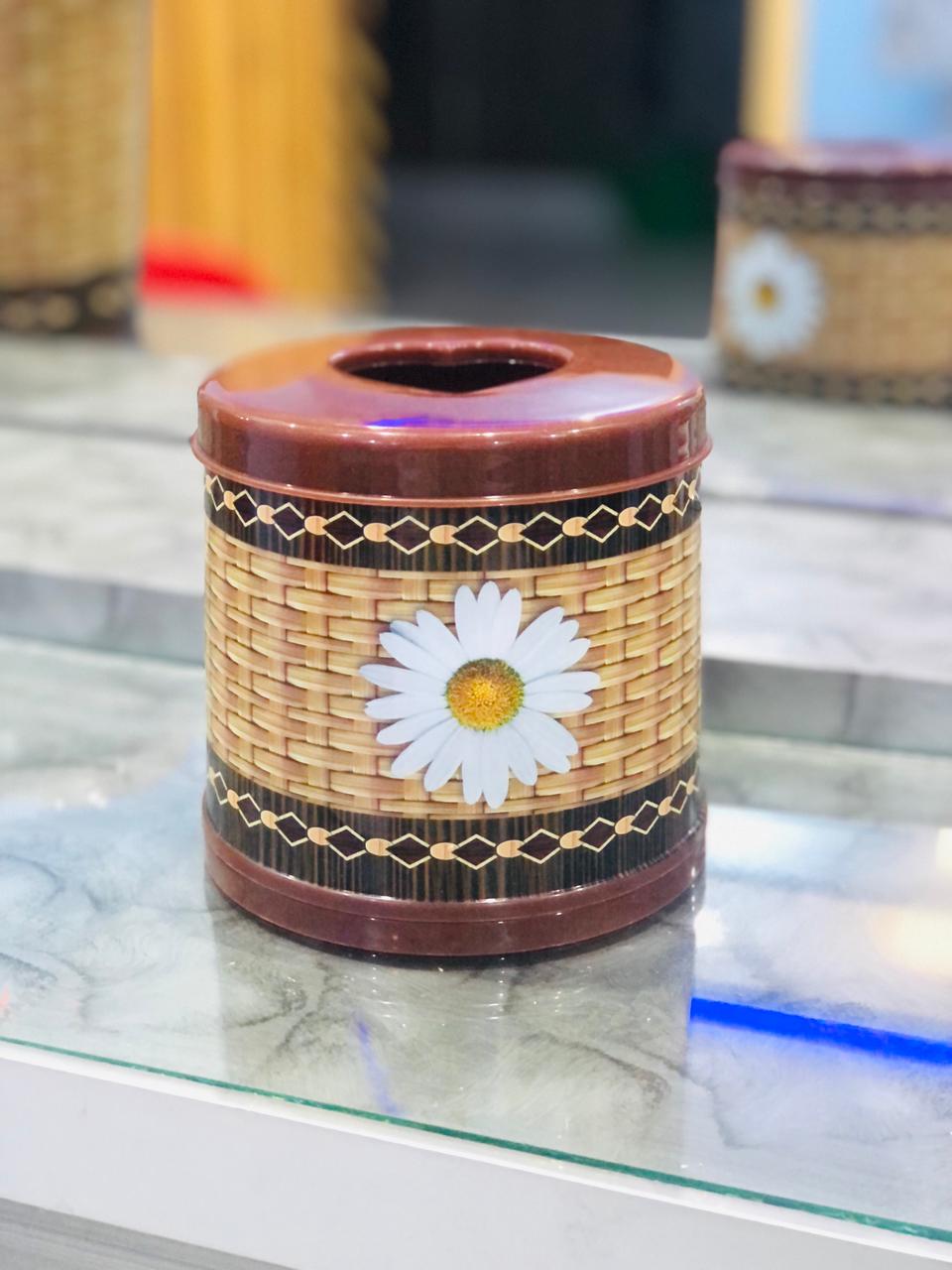 Tissue Box Round Shape Tissue Roll Box (Random Color and Designs ...