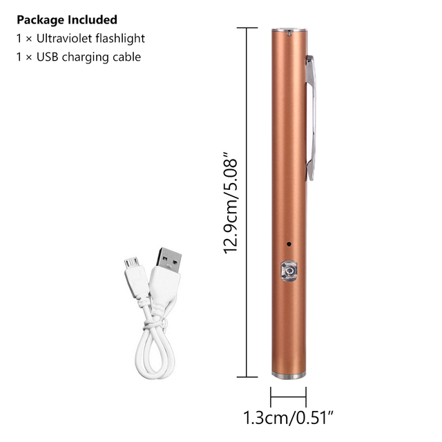 Mini UV Violet USB 365nm Mirror Torch Fungus Checker Detection Aluminum ...