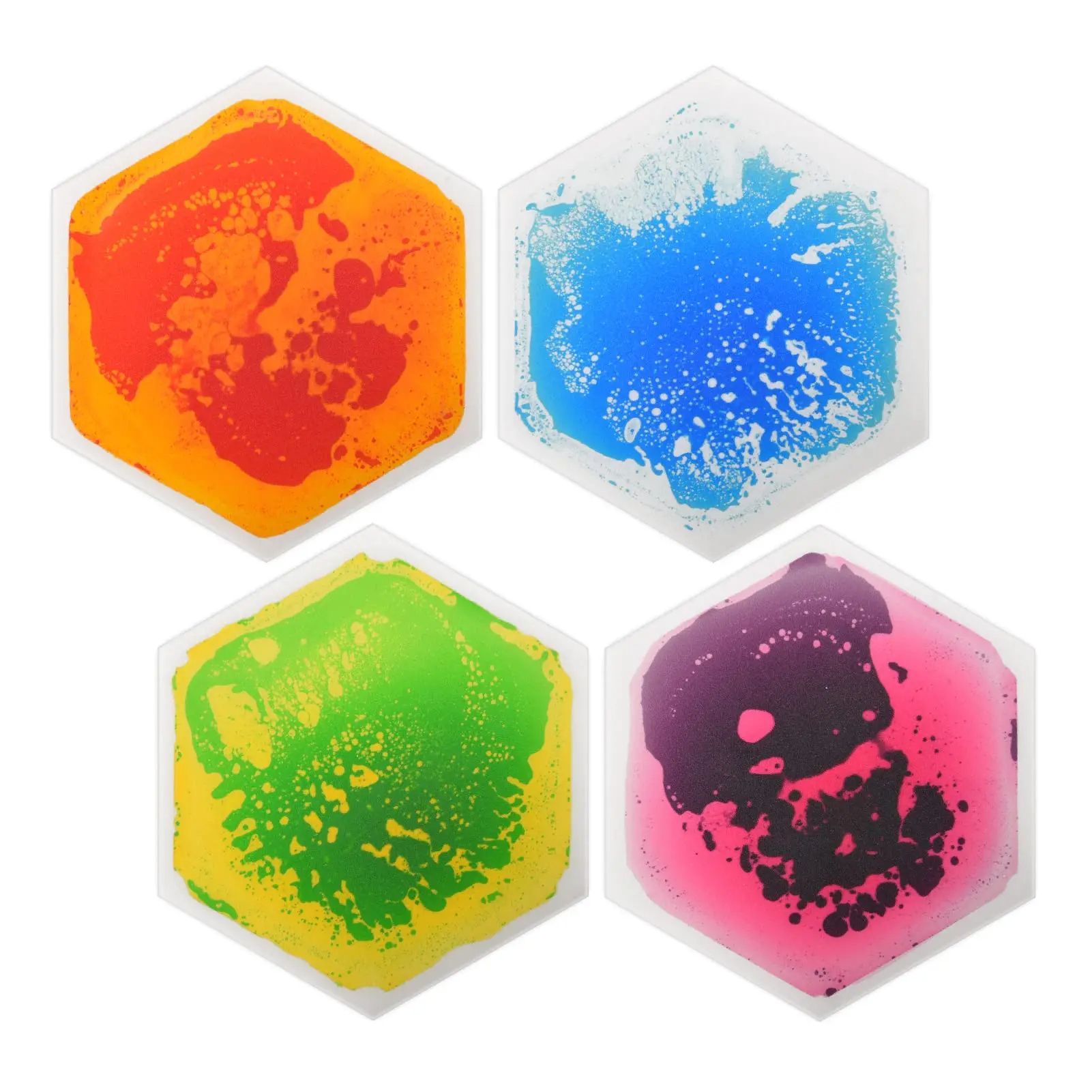 Playlearn Hexagon Shaped Liquid Floor Tiles - Gel Floor Tiles - Sensory ...