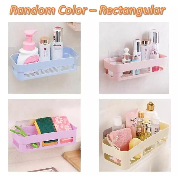 Bathroom Shelf Adhesive Rack Wall Storage (No Drilling) | Daraz.pk