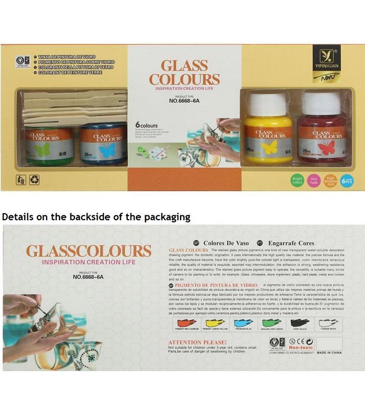 Glass Painting Kit 25ml 6 pcs with color Palette & Brush | Daraz.pk