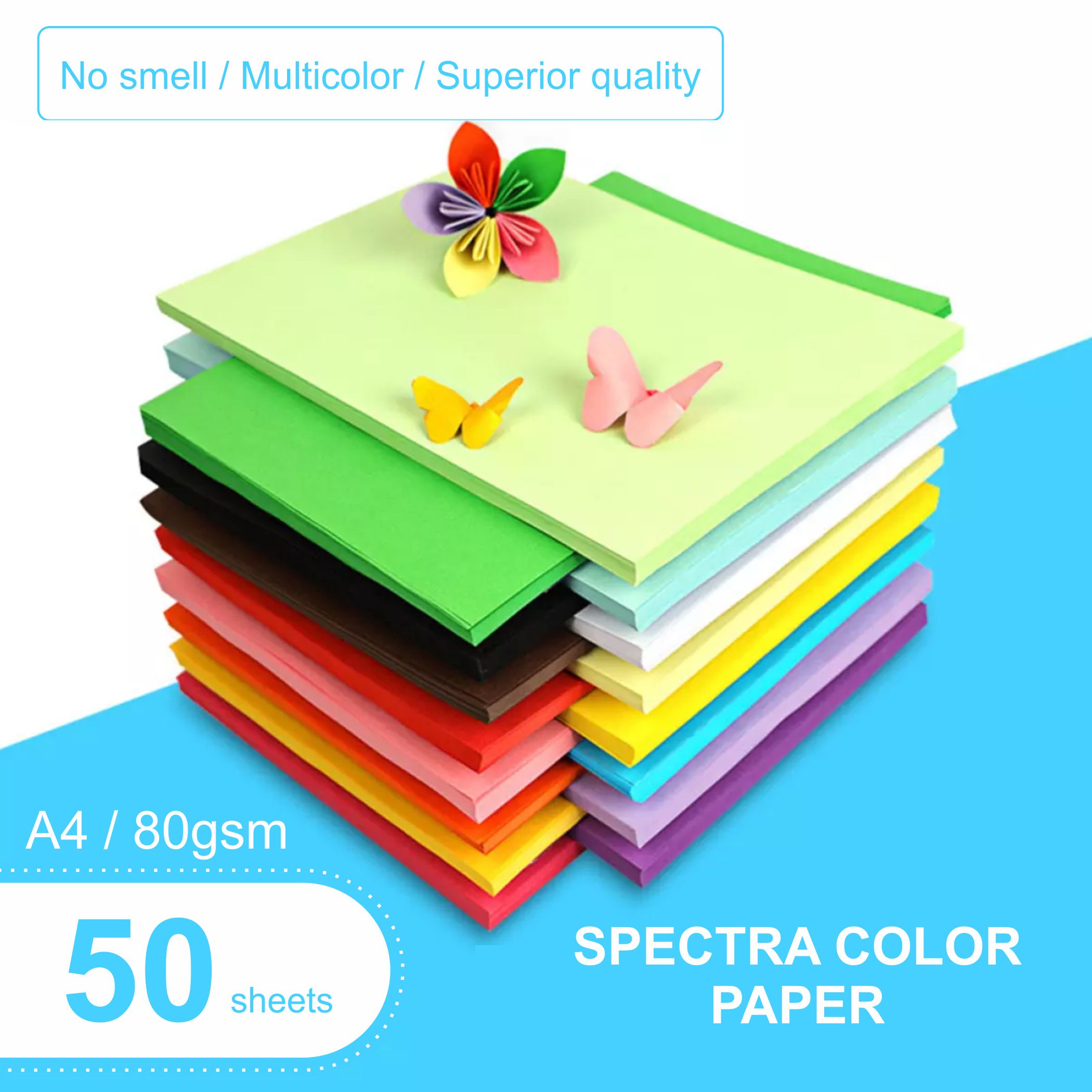 Color Colour Paper 50 Sheets, Multi Colors - A4 Size | Daraz.pk