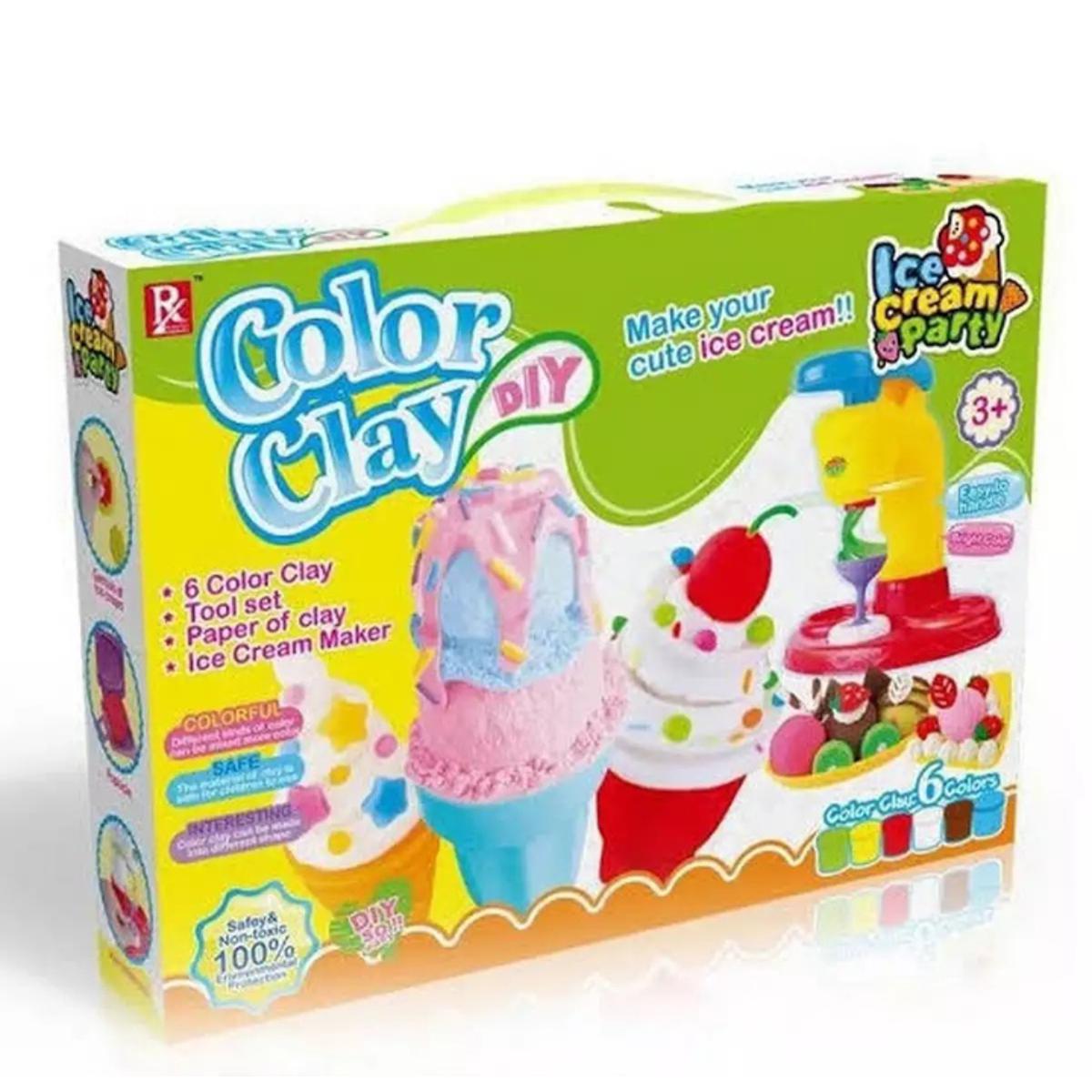 Playdough Ice Cream Factory with Crushing Machine and 6 Colours of ...