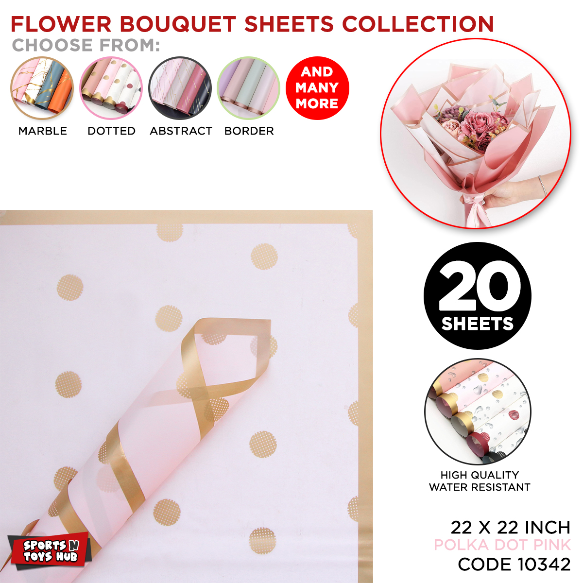 Flower Bouquet Polka Dot Sheet Collection, Gift Wrapping Paper ...