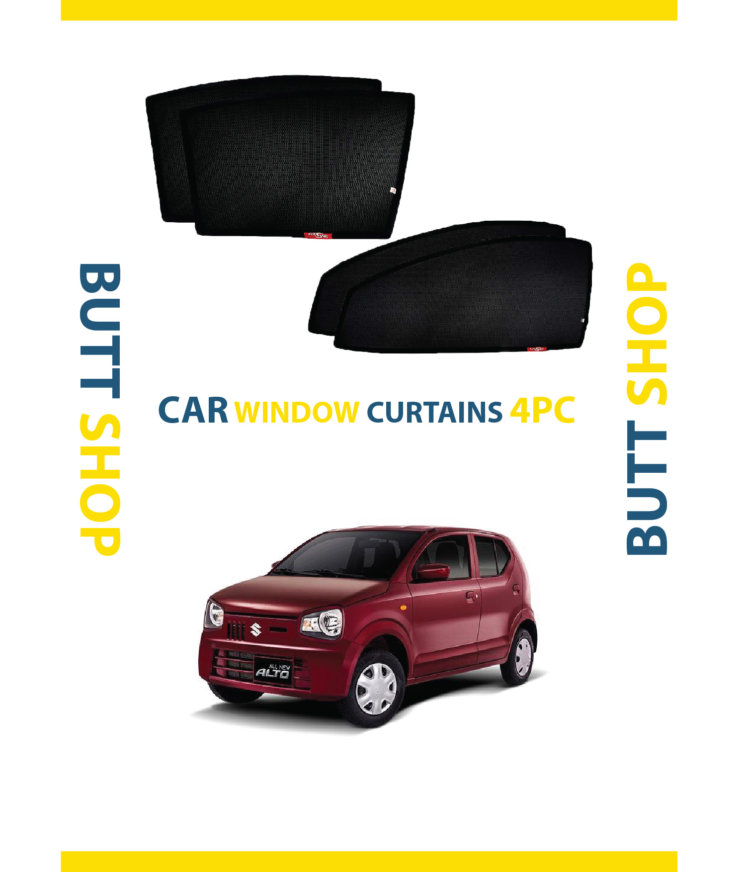 SUZUKI NEW ALTO SUN SHADE / WINDOW CURTAINS (DARK) BLACK 4PCS | Daraz.pk