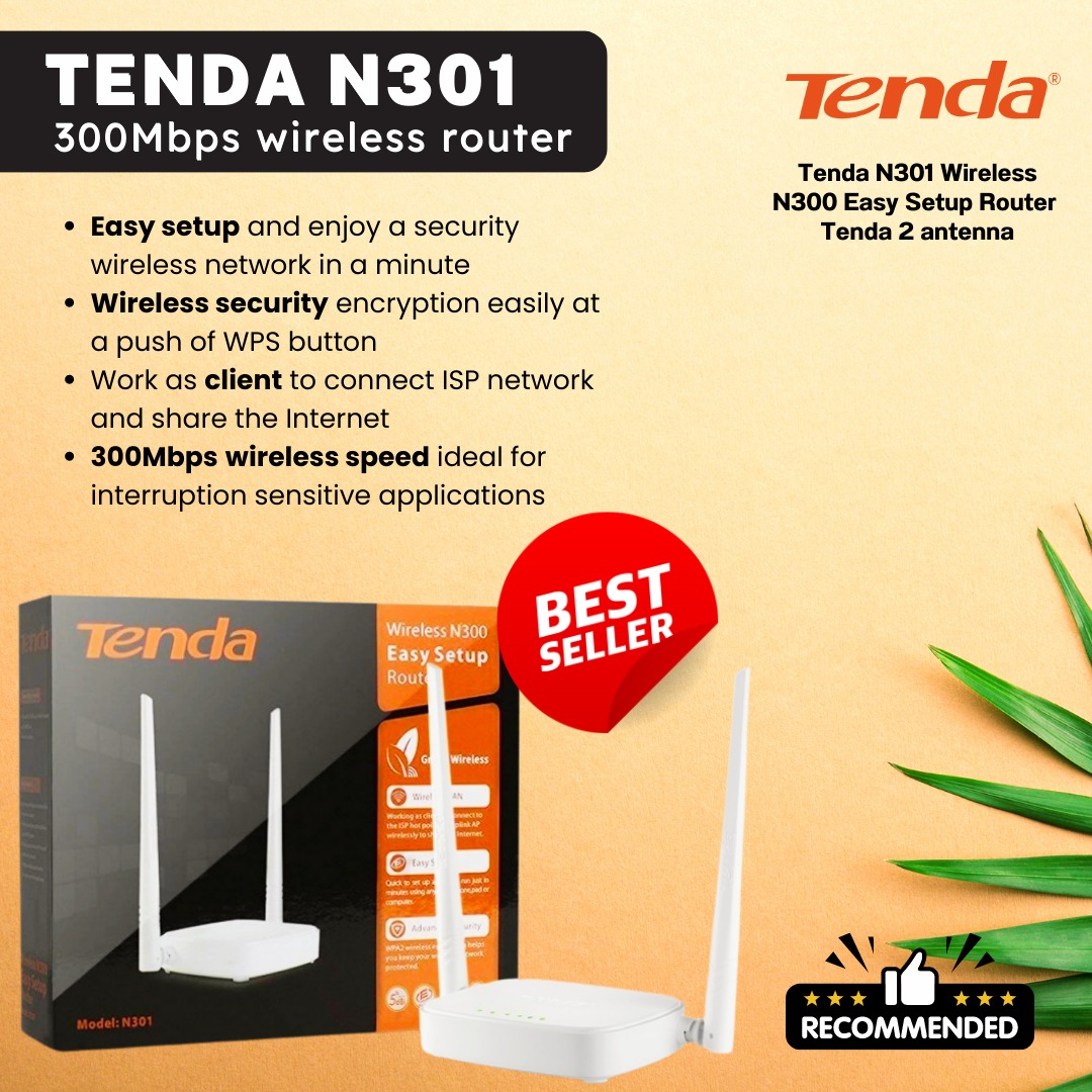 NEW TENDA N301 /2.6GHz ROUTER / WIRELESS N300 EASY SETUP ROUTER ...