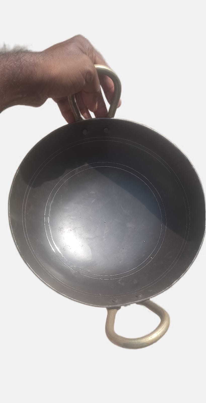 Iron Karahi Deep Bottom Kadai, Frying Kadhai with Golden Rings | Daraz.pk