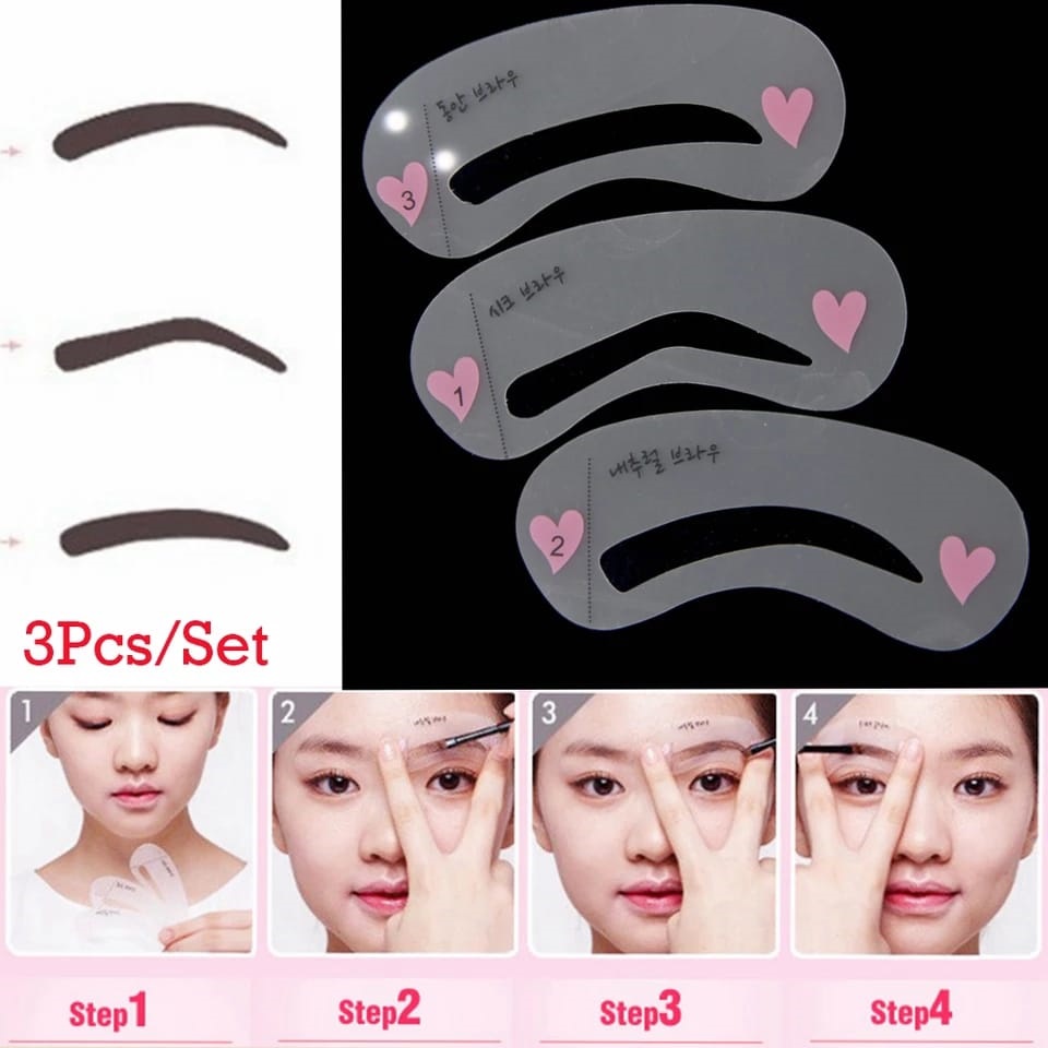 3Pcs Pro Reusable Eyebrow Stencil Set Eye Brow DIY Drawing Guide ...