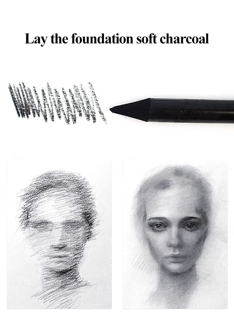 Marie's Full Woodless Carbon Non-wood Graphite Sticks Sketch Pencils ...