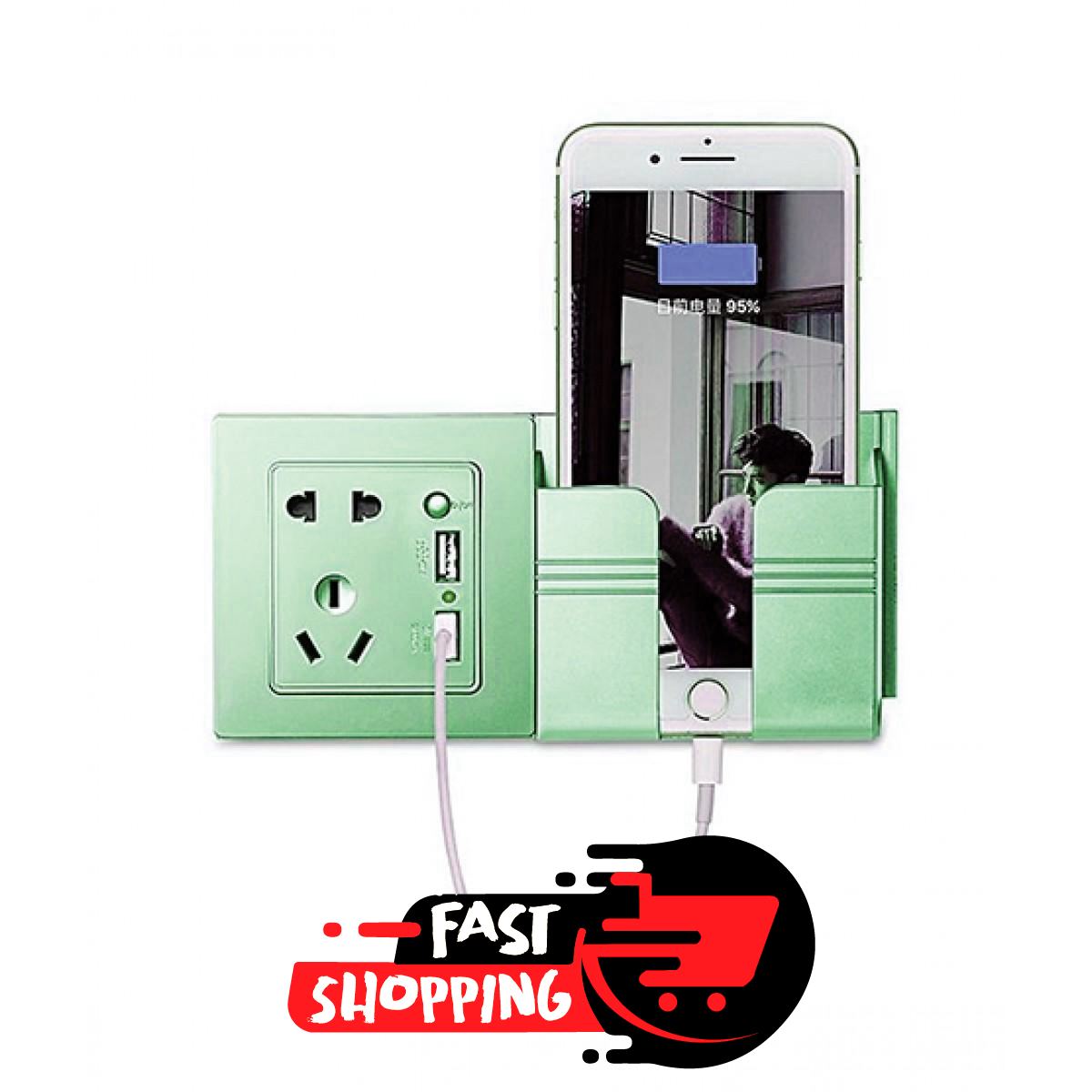 Pack Of 2 MOBILE WALL HOLDER SOCKET PHONE CHARGING HOLDER, Wall Mount ...