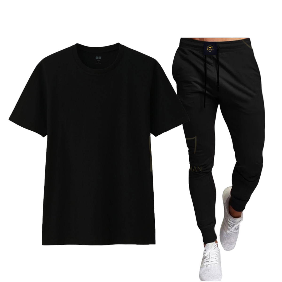 Simple Black Tracksuit For Men and Women with T-Shirt and Trouser ...