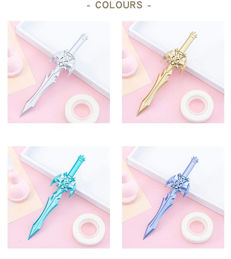 1 Fancy Warrior Sword Blue Ink Gel Pen - Talwar Shape Gel Pens for ...
