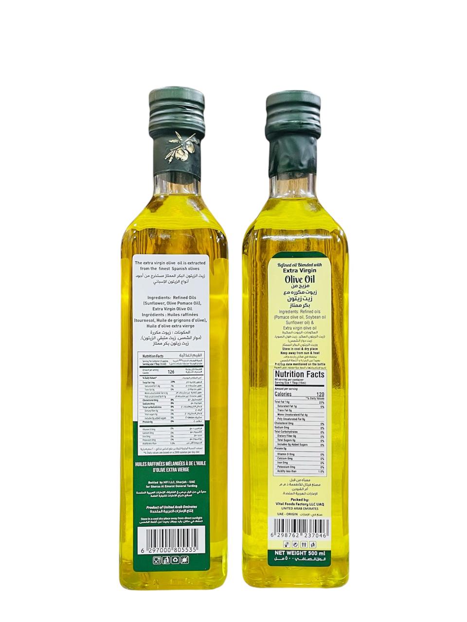 AL SHAFAA & TORINO Olive Oil |500ml Refined Blended Extra Virgin Oil ...