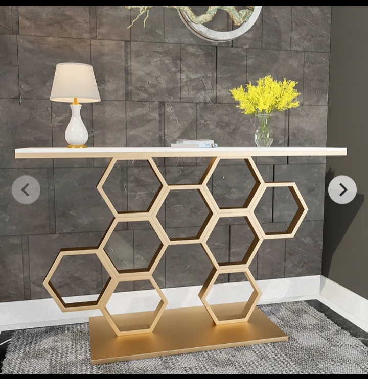 Honeycomb Console Golden Golden metal console table ss pvd marble top ...