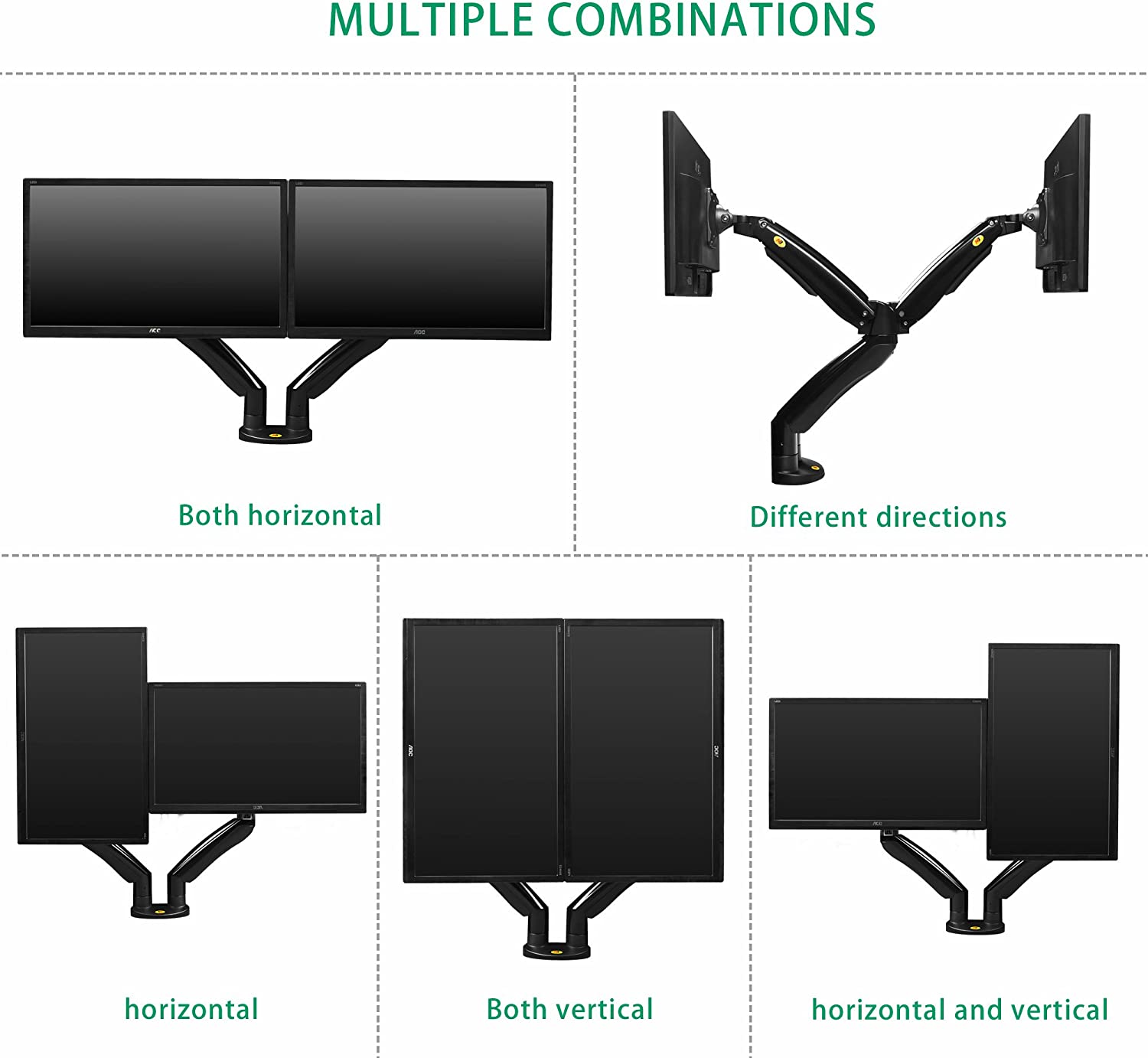 PakJAStore North Bayou Dual Monitor Desk Mount Stand Full Motion Swivel ...