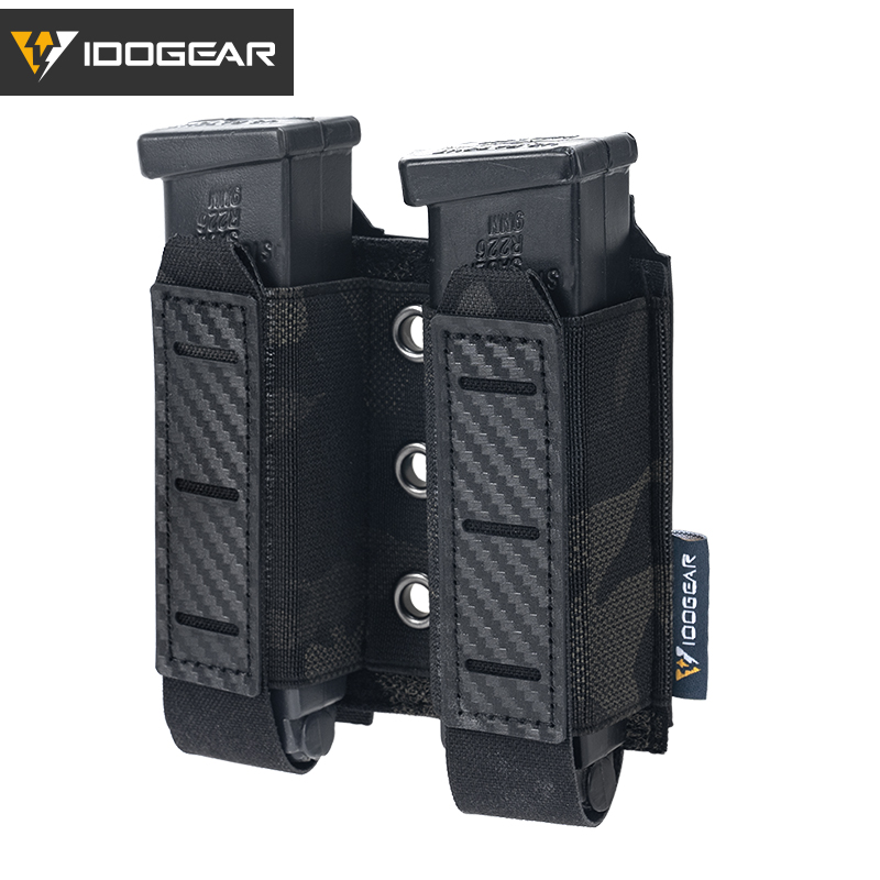IDOGEAR Tactical Double Mag Pouch For 9mm Magazine MOLLE Open Top MOLLE ...