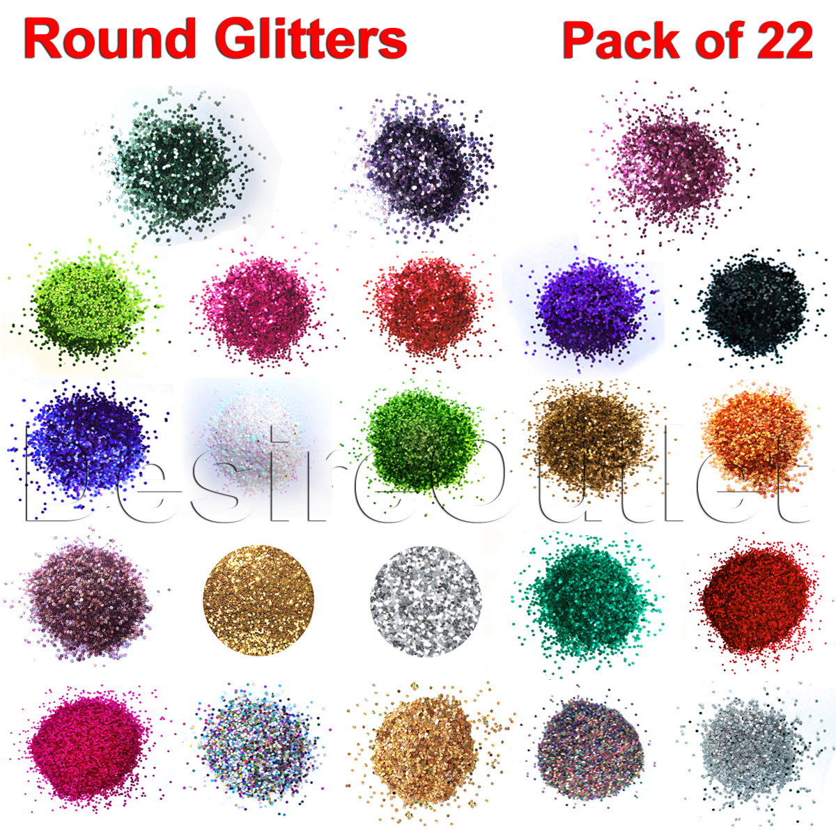 Pack of 22 Round Glitter Chunks for Artwork Crafting School Projects ...