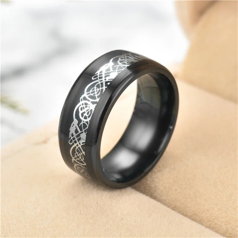 Luminous Luthedark ring fashion cool heart Dragon Shape Titanium Steel ...