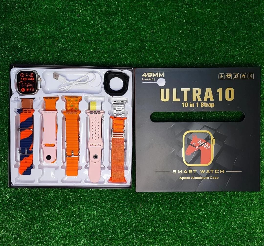 ULTRA 10 SMART WATCH WITH FREE 10 STRAPS AND WIRELESS CHARGER | Daraz.pk