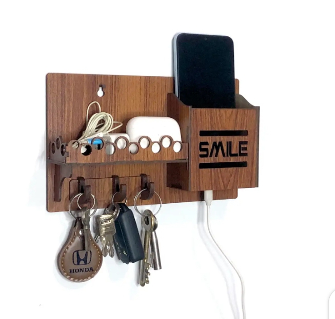 Wooden Wall Key Holder 7x12 Inch with Inspirational Design | Daraz.pk