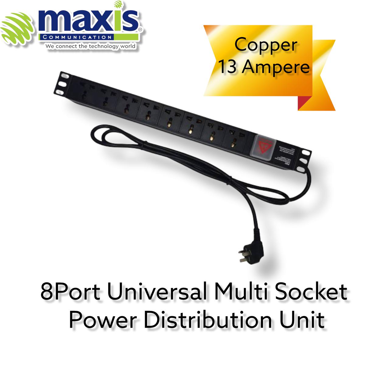 1U 19" Multipurpose socket 8port PDU rack mount power strip power distribution unit for server ...