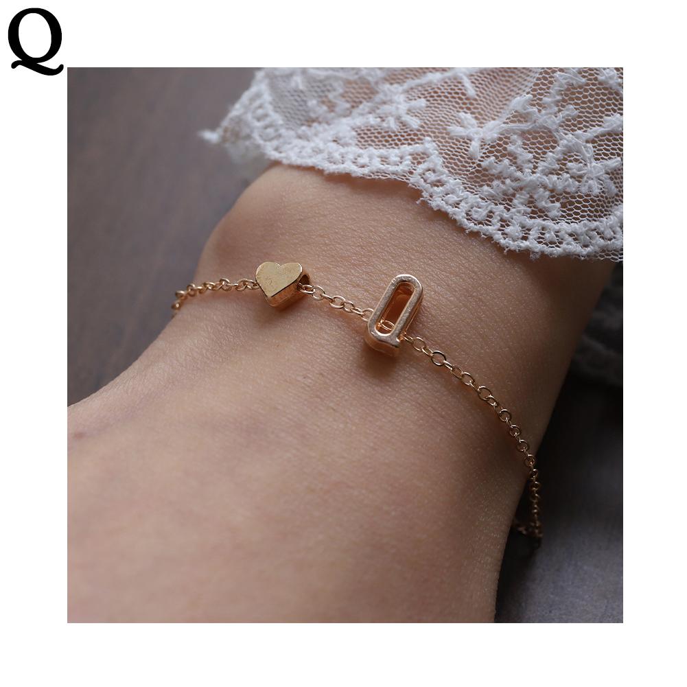 26 English Initial Letter Bracelets For Lovers Women Men Heart-shaped ...