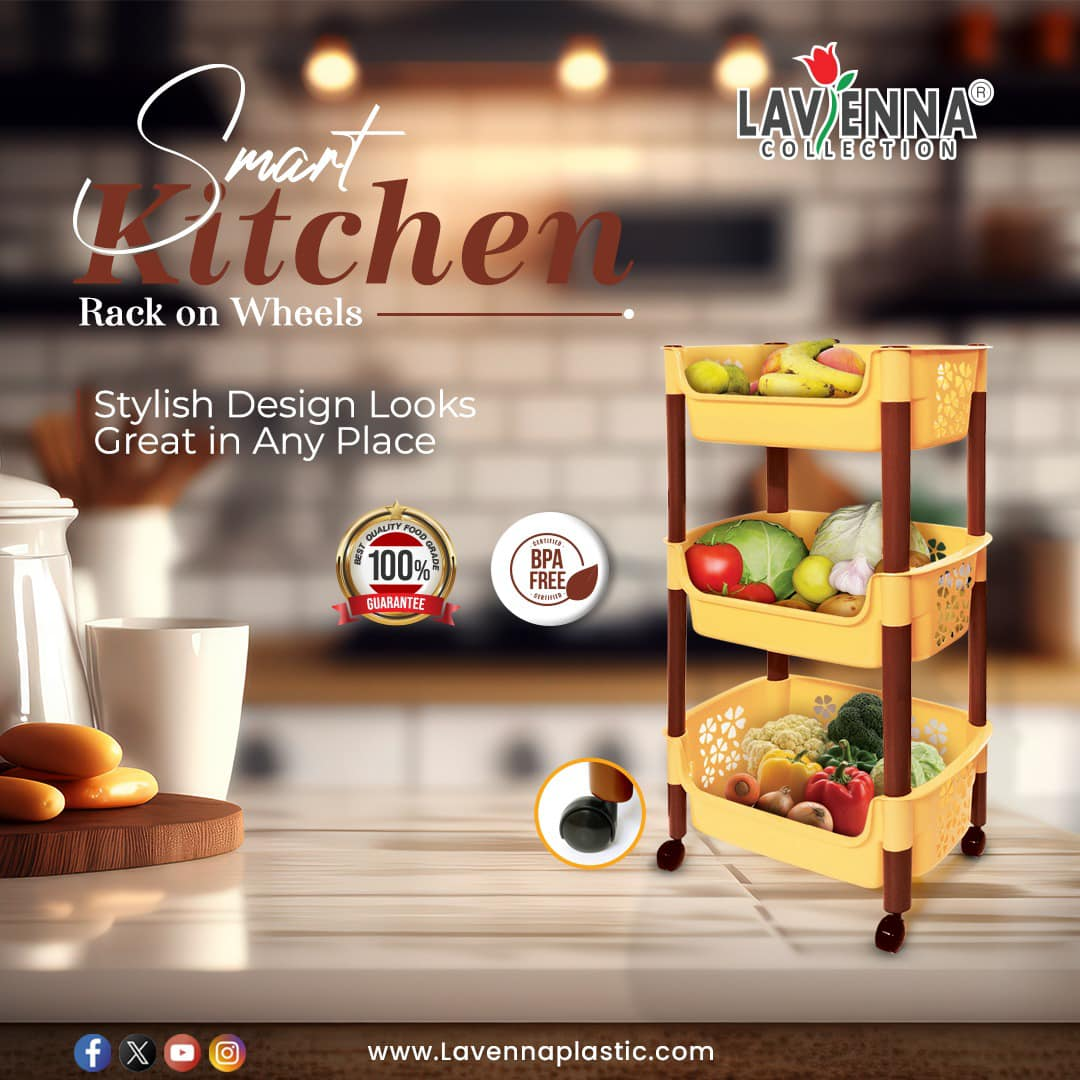 Multipurpose 3 - Tiered Kitchen Home Storage Portable Rack vegetable ...