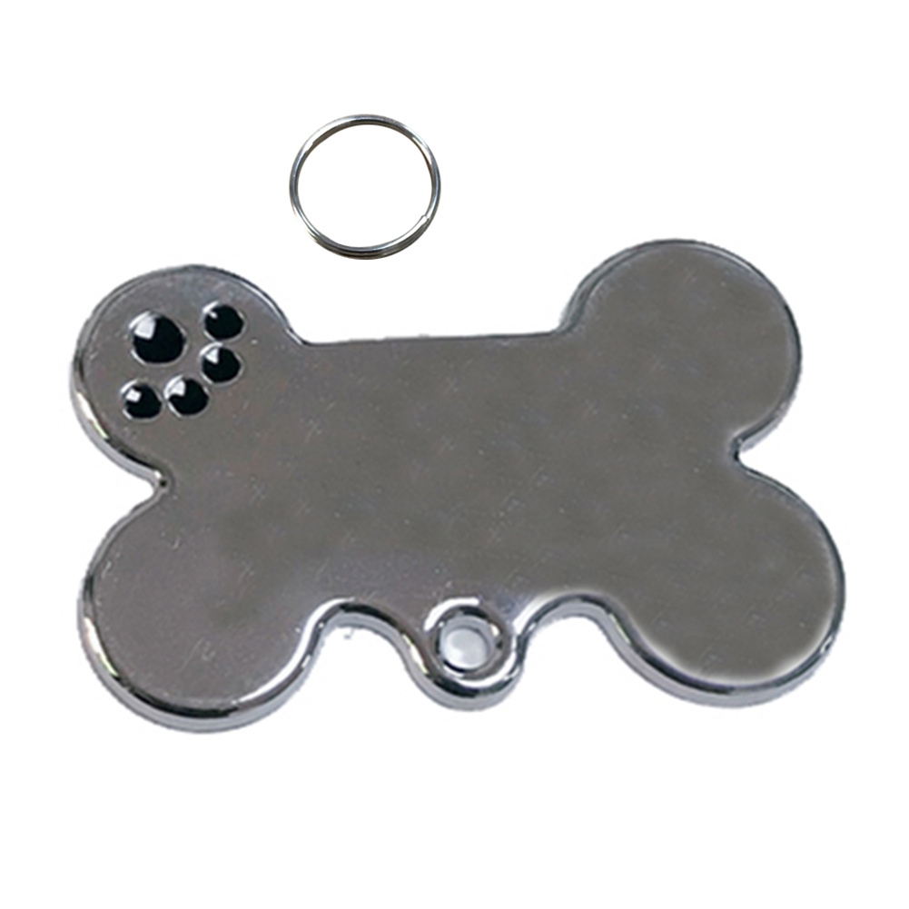 Cute Bone Shape Dog Tag Metal Ring DIY Engraved ID Name Collar Pendant ...