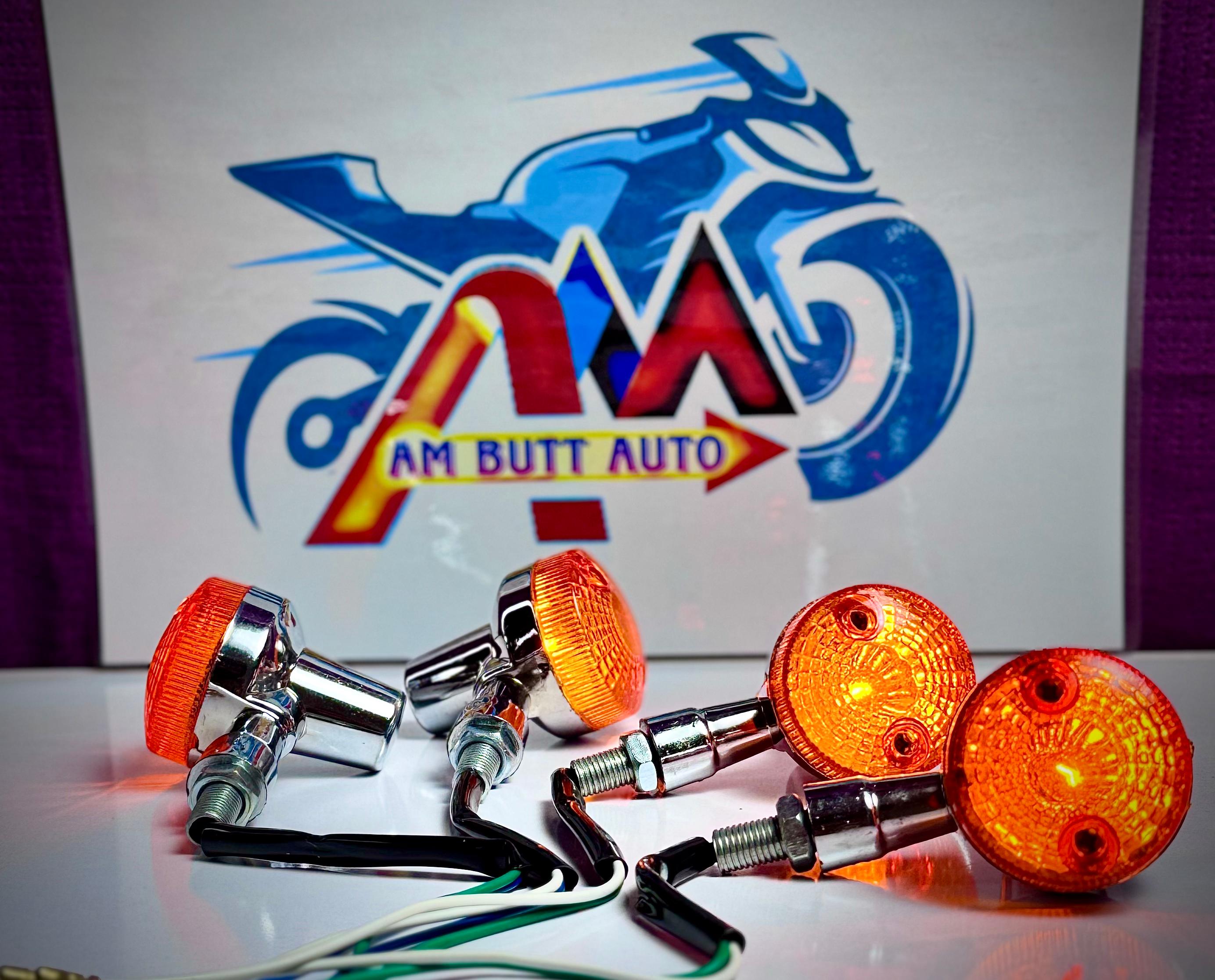 Round Chrome Motorcycle Indicator Lights – Amber Turn Signal Set ...