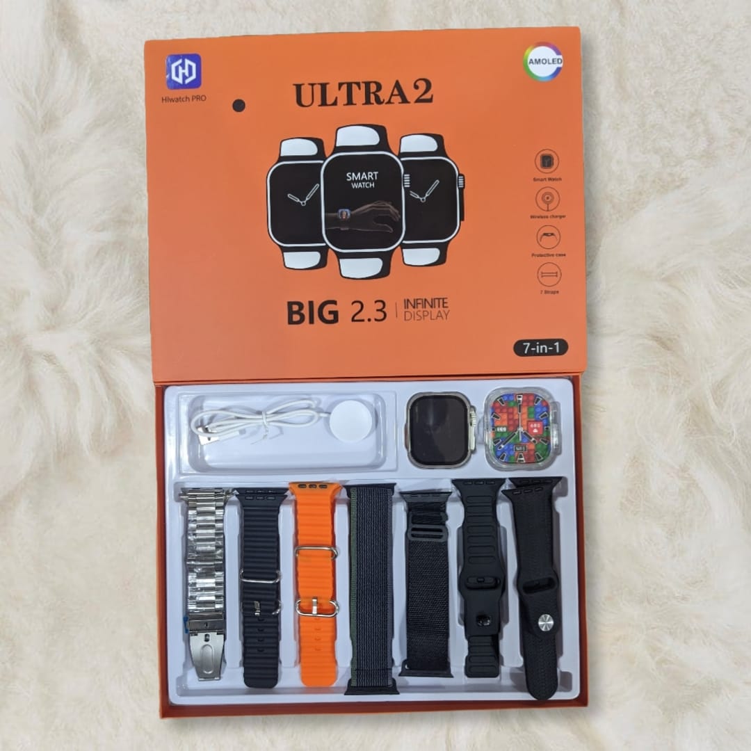 ULTRA 2 SMART WATCH WITH 7 DIFFERENT STRAPS IN RANDOM COLOUR AND WATCH ...
