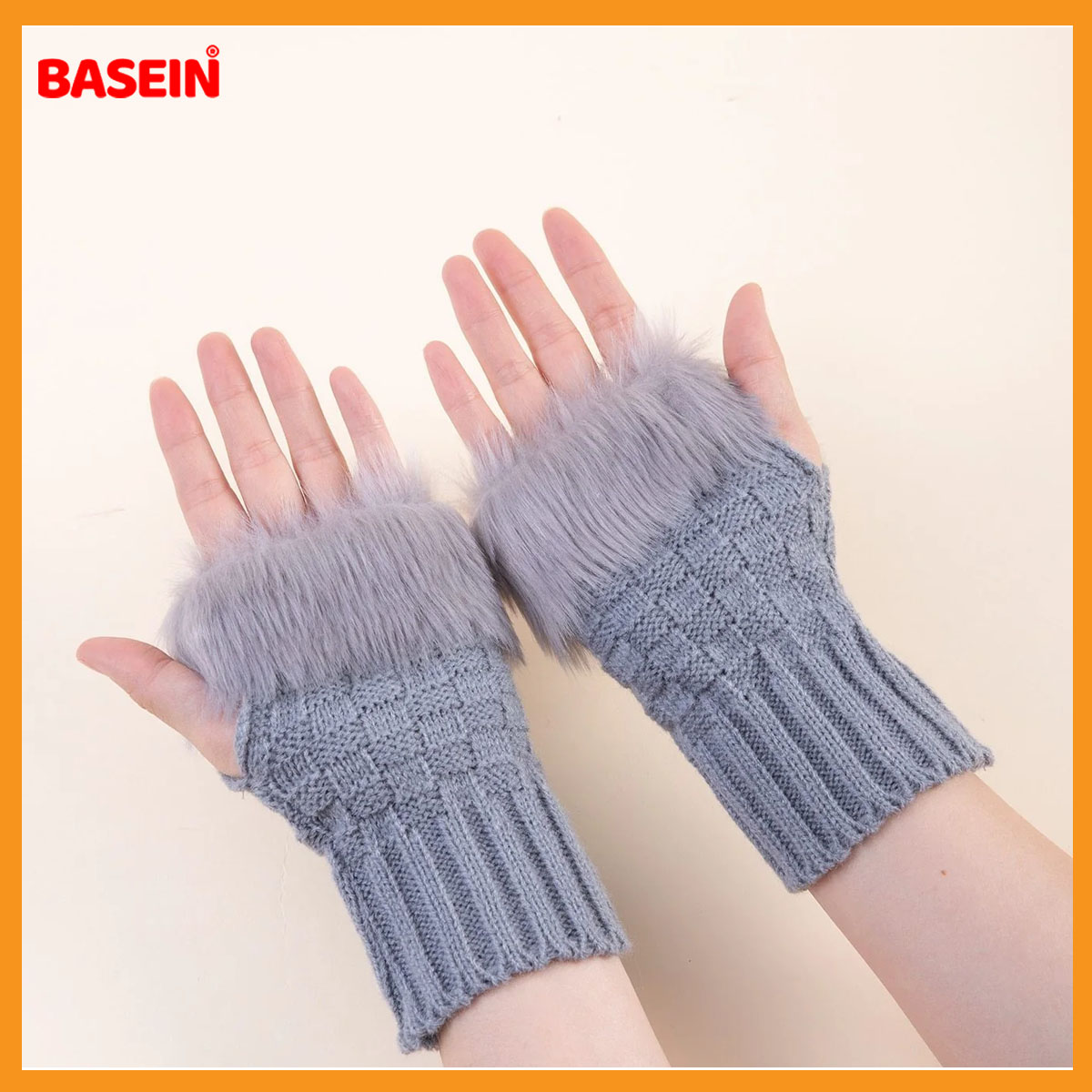 BASEIN Winter Gloves,Knitted Half Finger Gloves,Fingerless Typing ...