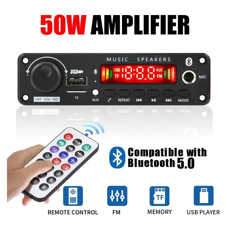 FM module with 12V MP3/Bluetooth 5.0/FM/AUX input, USB, | Daraz.pk