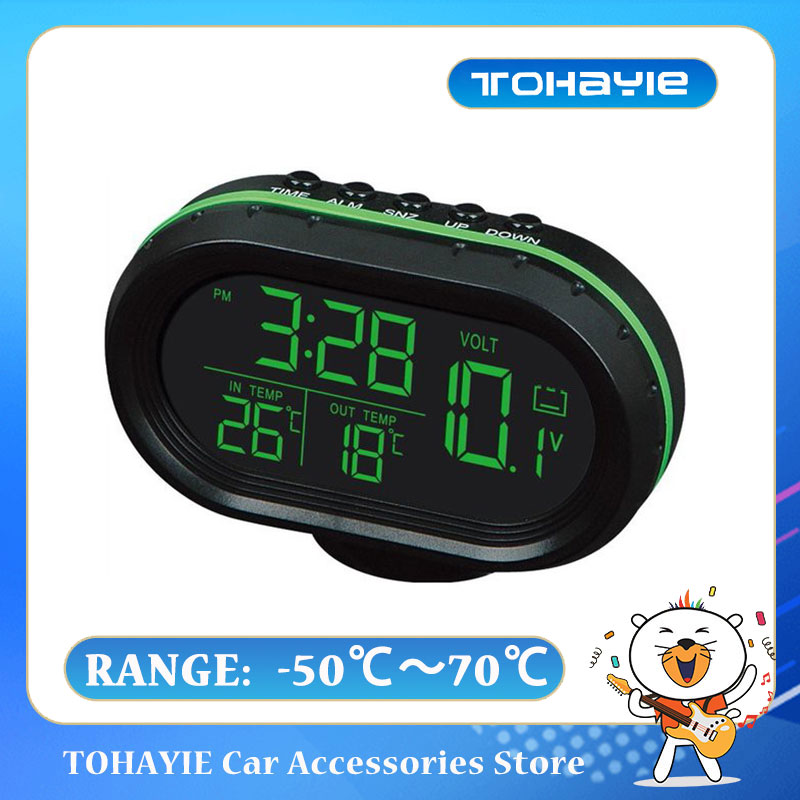 TOHAYIE Car Thermometer Digital Clock Automobile Clock LED Lighted Auto ...