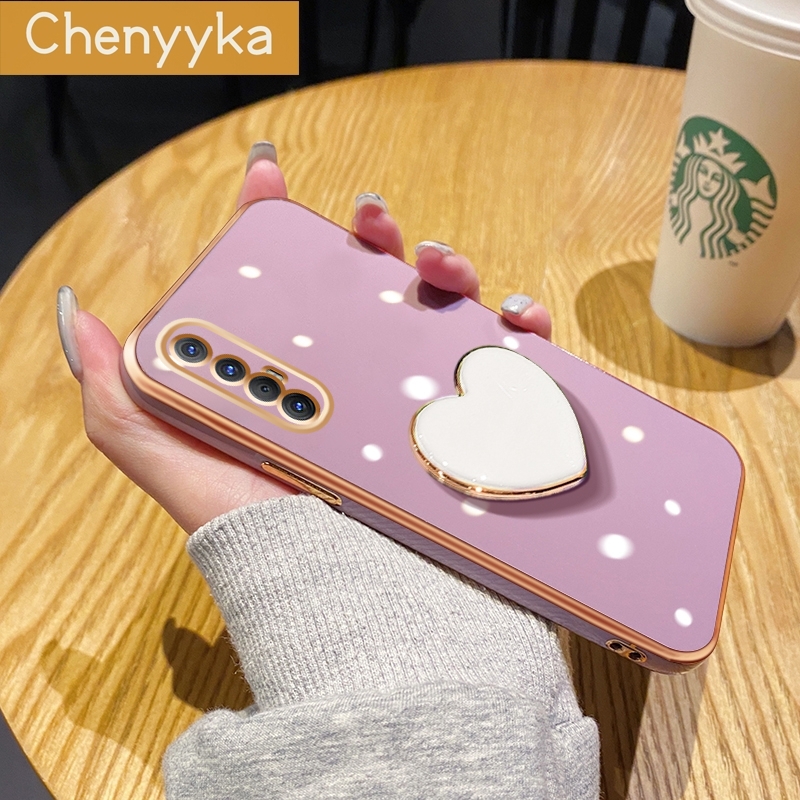 chenyyka For OPPO Reno 3 Pro 4G Case Stylish Heart Shaped Bracket Side ...